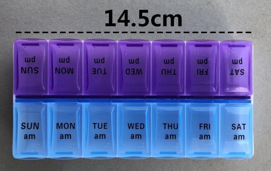 14 Grids 7 Days Weekly Pill Case Medicine Dispenser Pill AM PM ...