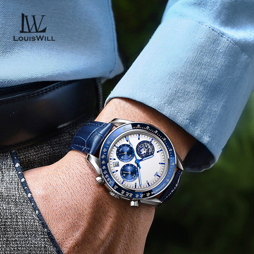 LouisWill Men Watches Genuine Leather Casual Fashion Business Watch Men ...