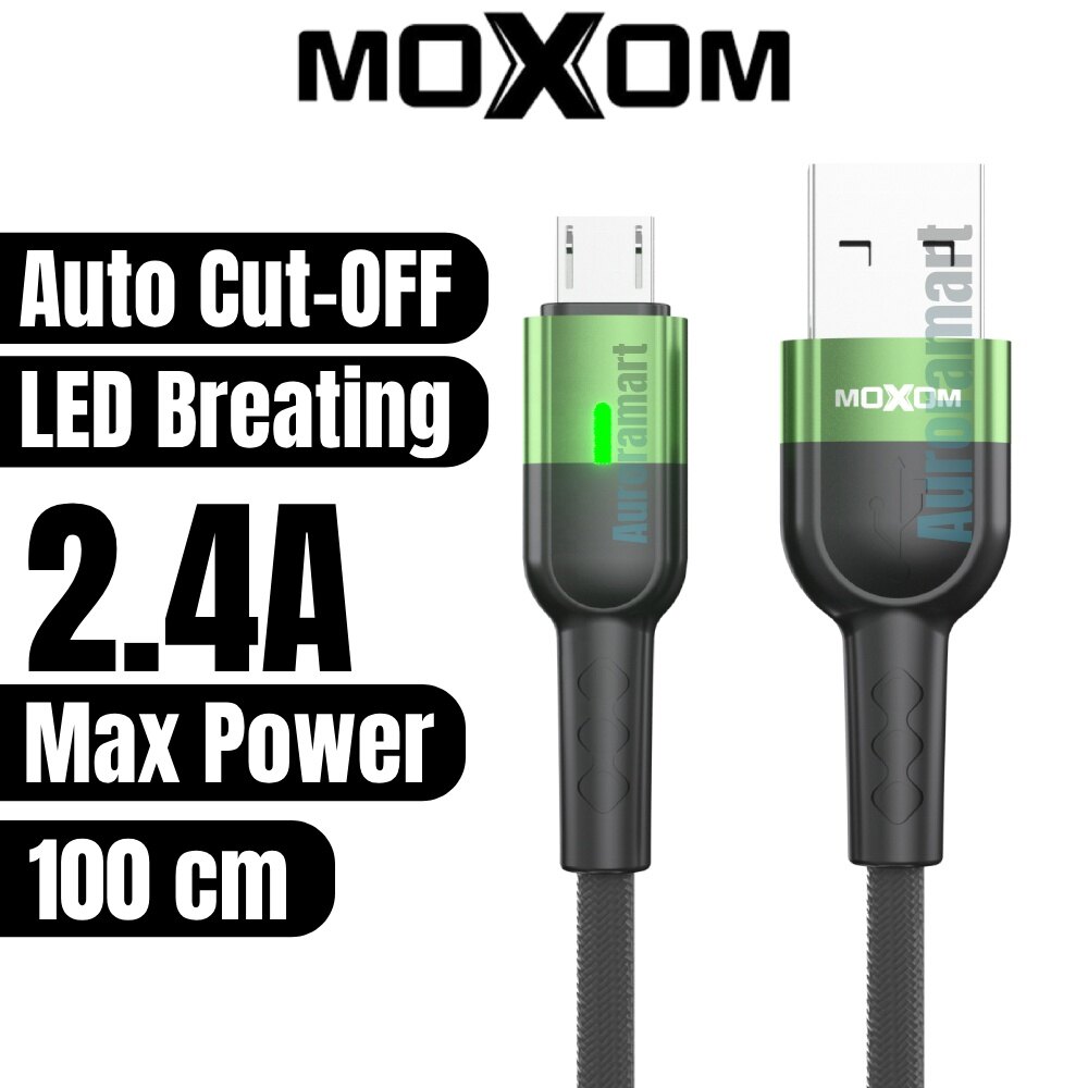 Moxom Original Auto Power Off USB Cable 2.4A with LED Light 1M Micro ...