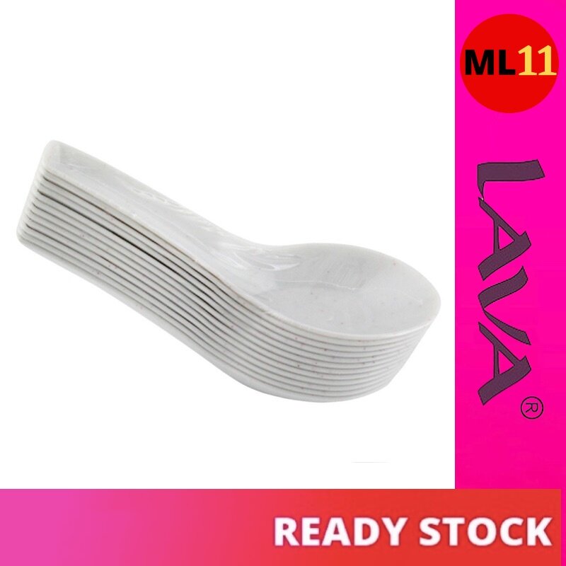 (12 PCS) LAVA Plastic Reuseable Soup Spoon Sudu Plastik Sudu Sup ...