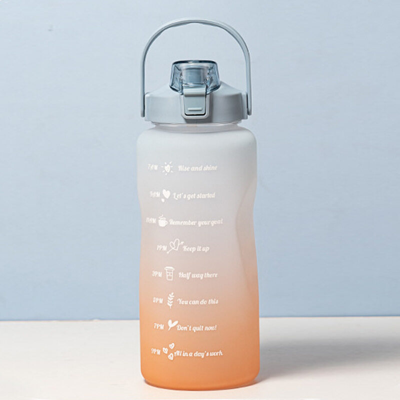 2000ml With Reminder Time Water Tumbler With Straw Big Bottle 2 Liter Food Grade PC Water Bottle ...