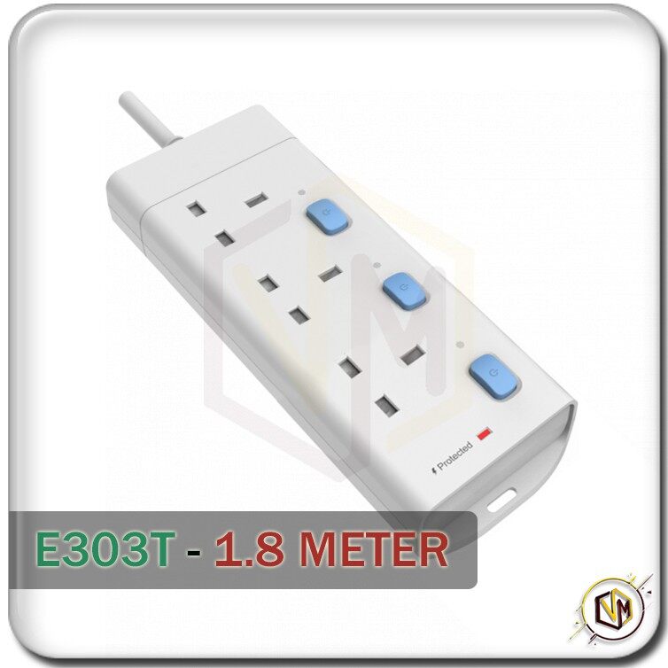 3 / 4 / 5 Gang HEAVY DUTY EXTENSION TRAILING PLUG SOCKET EXTENSION SOKET PLUG SOKET 1.8M 3M 5M ...