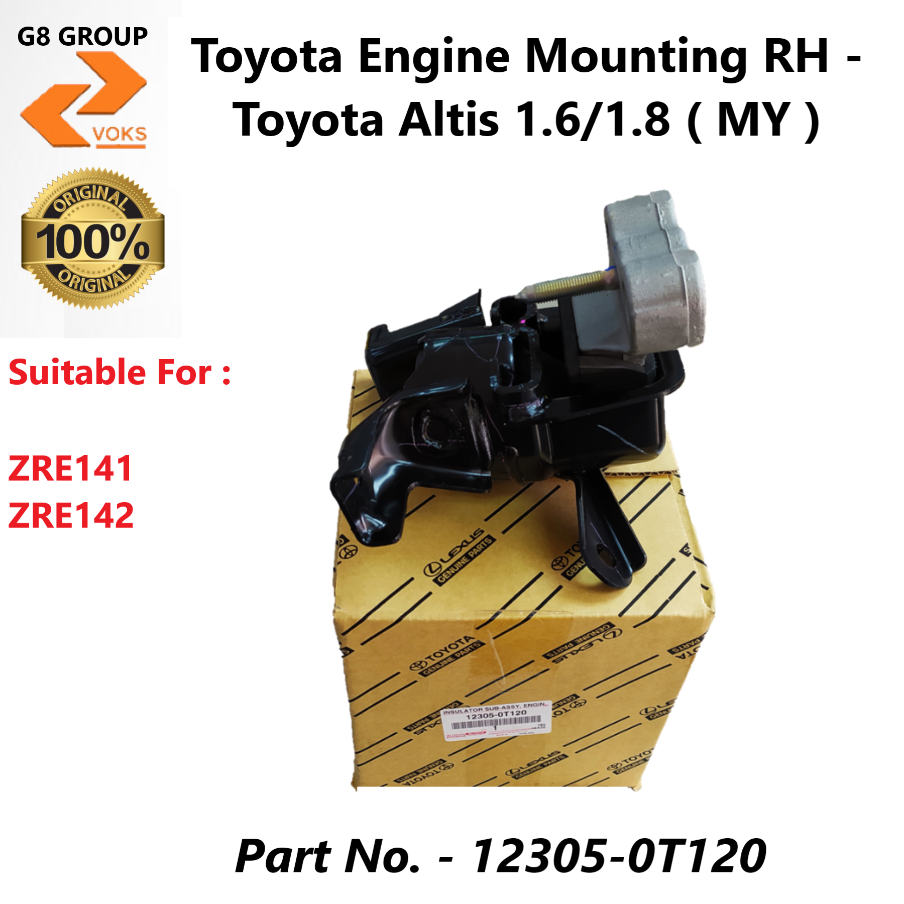 Toyota Engine Mounting RH - Toyota Altis 1.6/1.8 ( MY ) - ( 12305-0T120 ...