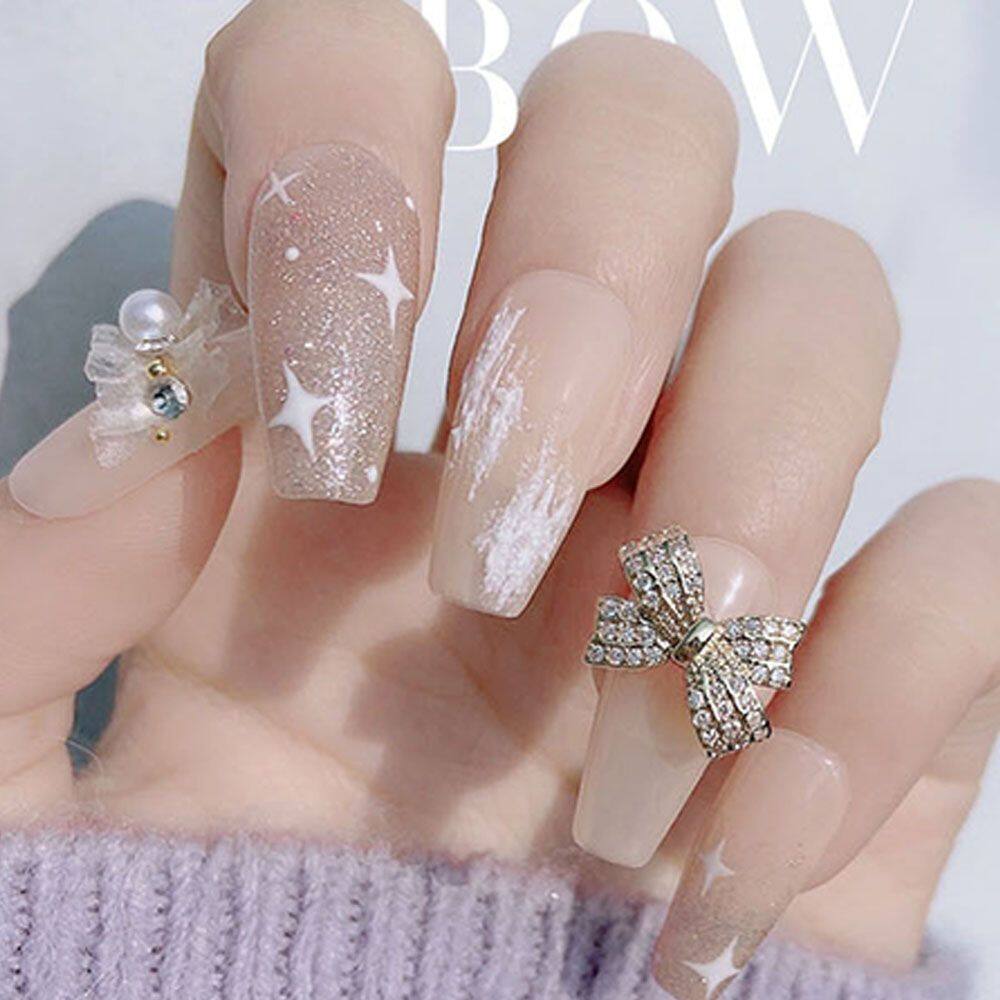 Y2K2 น่ารัก กุทัณฑ์ หินแก้ว คริสตัล เสน่ห์ เพชร เครื่องมือทำเล็บ เครื่องประดับเล็บผีเสื้อ ...