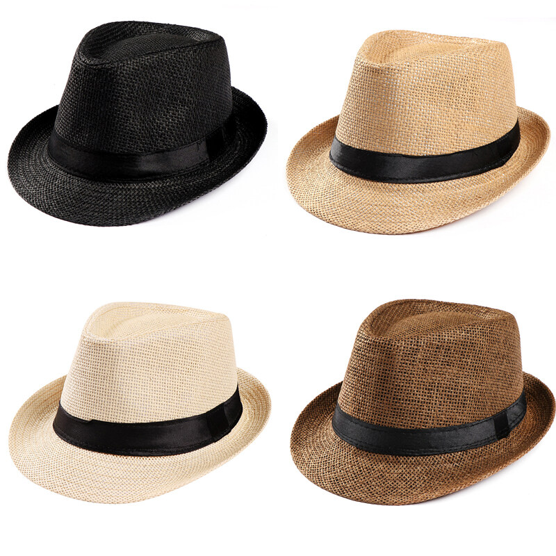 ZNPNXN หมวกแก๊ปสำหรับชายหญิงผู้ชายผู้หญิงฟีโดร่า Trilby กว้างฟางปีกหมวก ...