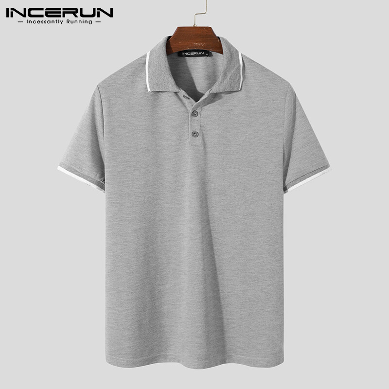 INCERUN Mens Formal Shirt Short Sleeve Solid Casual Blouse Button ...