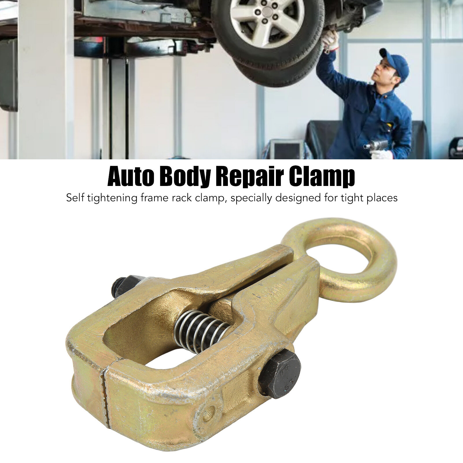 2-Way Auto Body Repair Pull Clamp Steel Self Tightening Frame Grip Fit ...