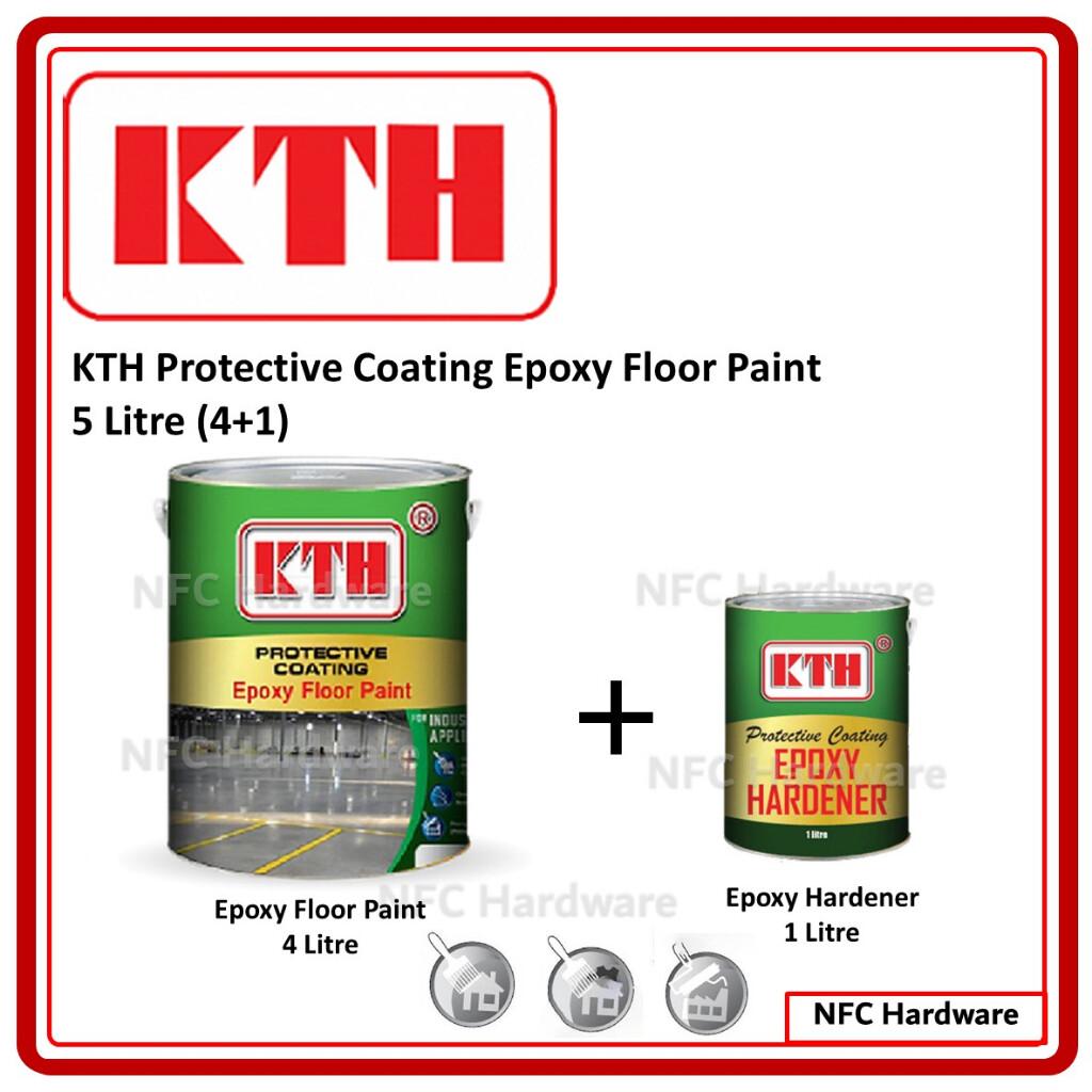 KTH Protective Coating Epoxy Floor Paint 5 Litre (4+1) Cat Epoksi Lantai | Lazada