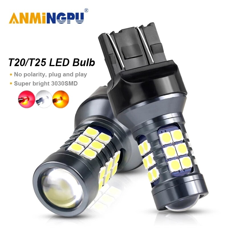 ANMINGPU 2x รถเลี้ยวไฟ Led T20 Led 7443 W215W W21W Led 7440 3030SMD ไฟจอดรถ Led ย้อนกลับ12V ...