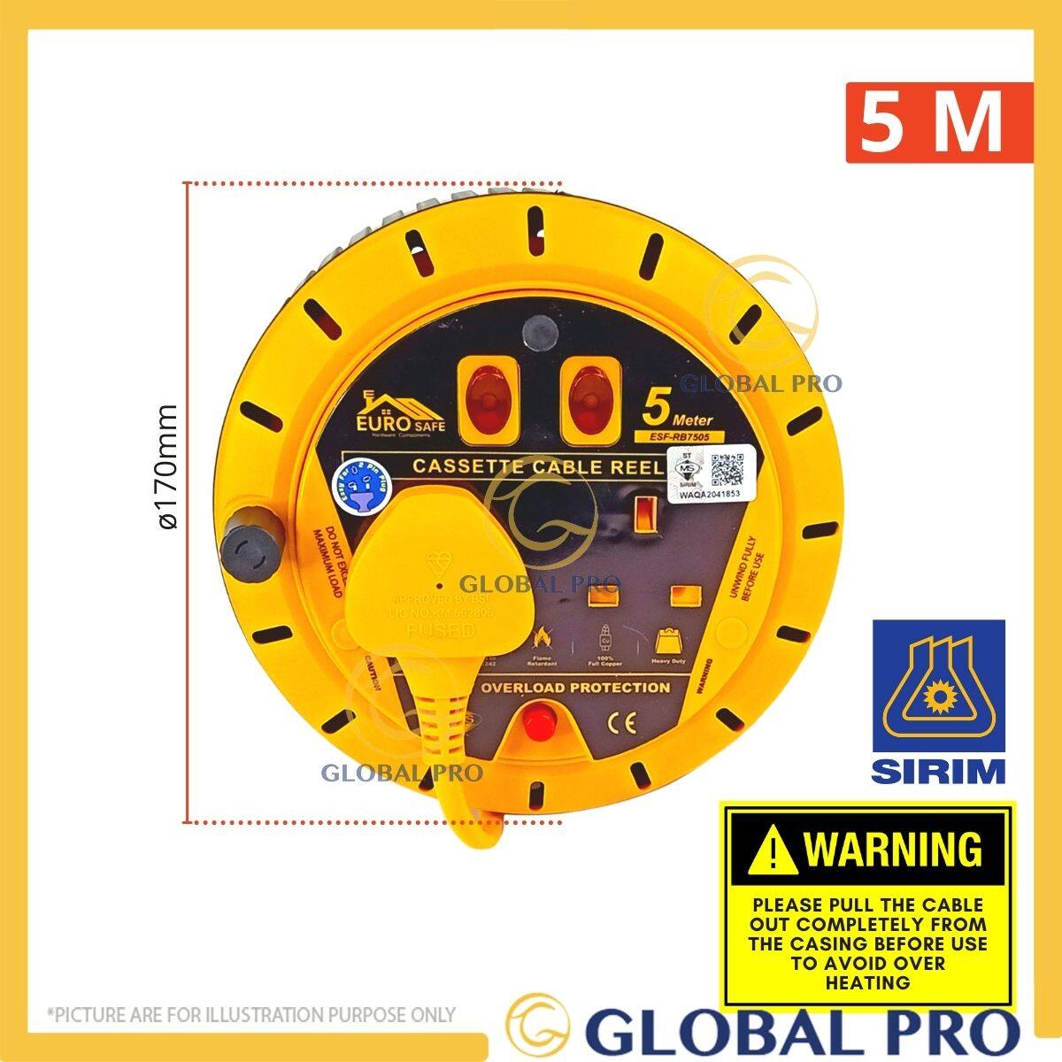 [SIRIM] 5 / 10 MTR CASSETTE CABLE REEL Portable Extension Trailing ...