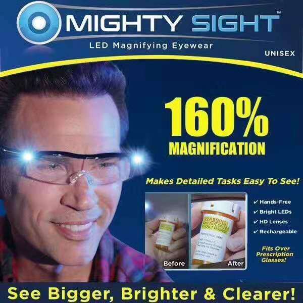 Mighty sight glasses reading glasses for men magnify vision with LED ...