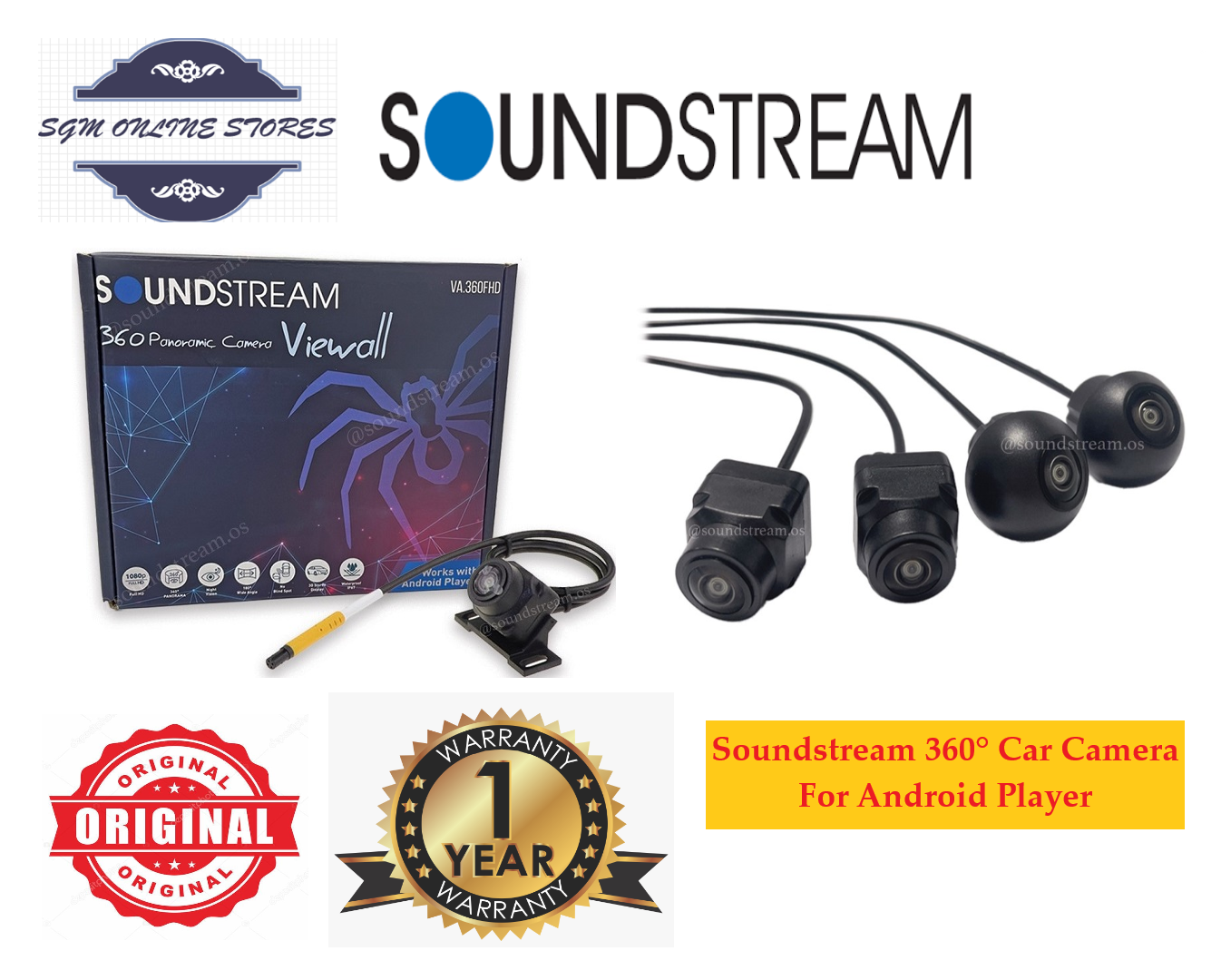 SOUNDSTREAM VA.360FHD 360° Car Camera 3D Seamless Surround View Camera ...