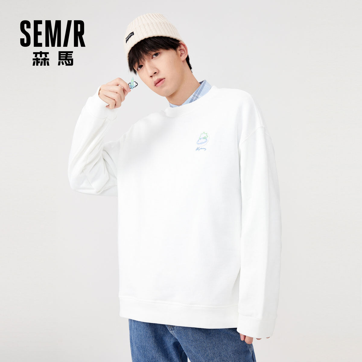 SEMIR Men Hoodie Plus Velvet Warm Round Neck For Winter 2021 New Loose ...
