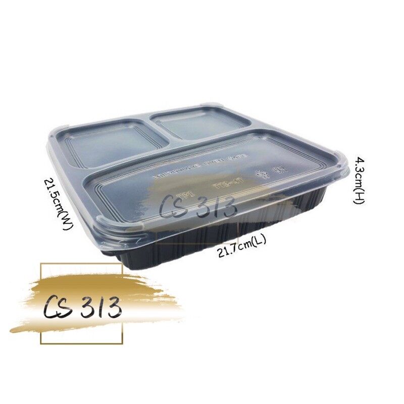 BTB-3CN 3 Compartment PP Lunch Box with Lid / Disposable Plastic Food ...