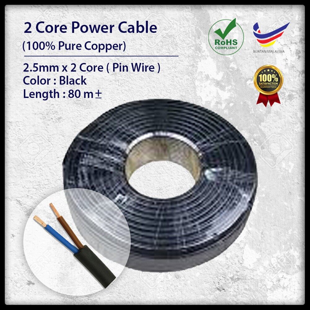 Copper 2.5mm x 2 Core Pin PVC Insulated PVC Twin Flat Cable 80M Pin ...