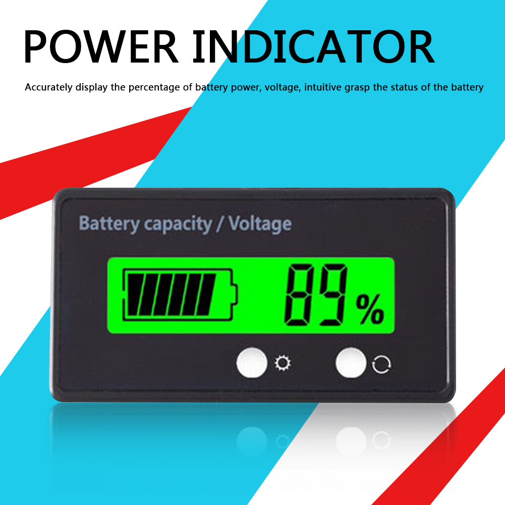 Lead Acid Lithium Battery Capacity Meter Voltmeter with Green Backlight ...