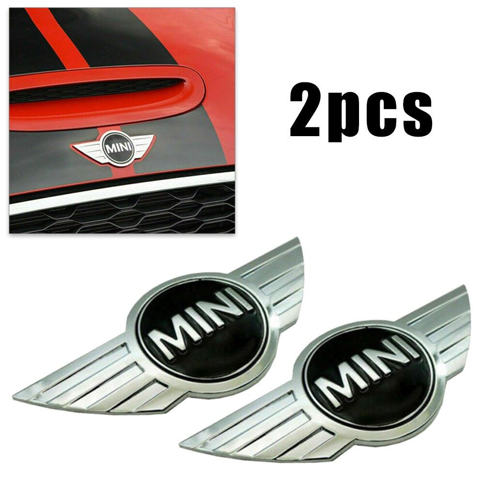 2PCS Auto Badge Logo Front Bonnet Rear Boot Chrome Metal Decor Emblem ...