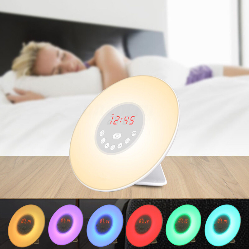 LED Wake-Up Light นาฬิกาปลุกพระอาทิตย์ขึ้น Snooze วิทยุ FM ข้างเตียง Night Color Lamp | Lazada.co.th