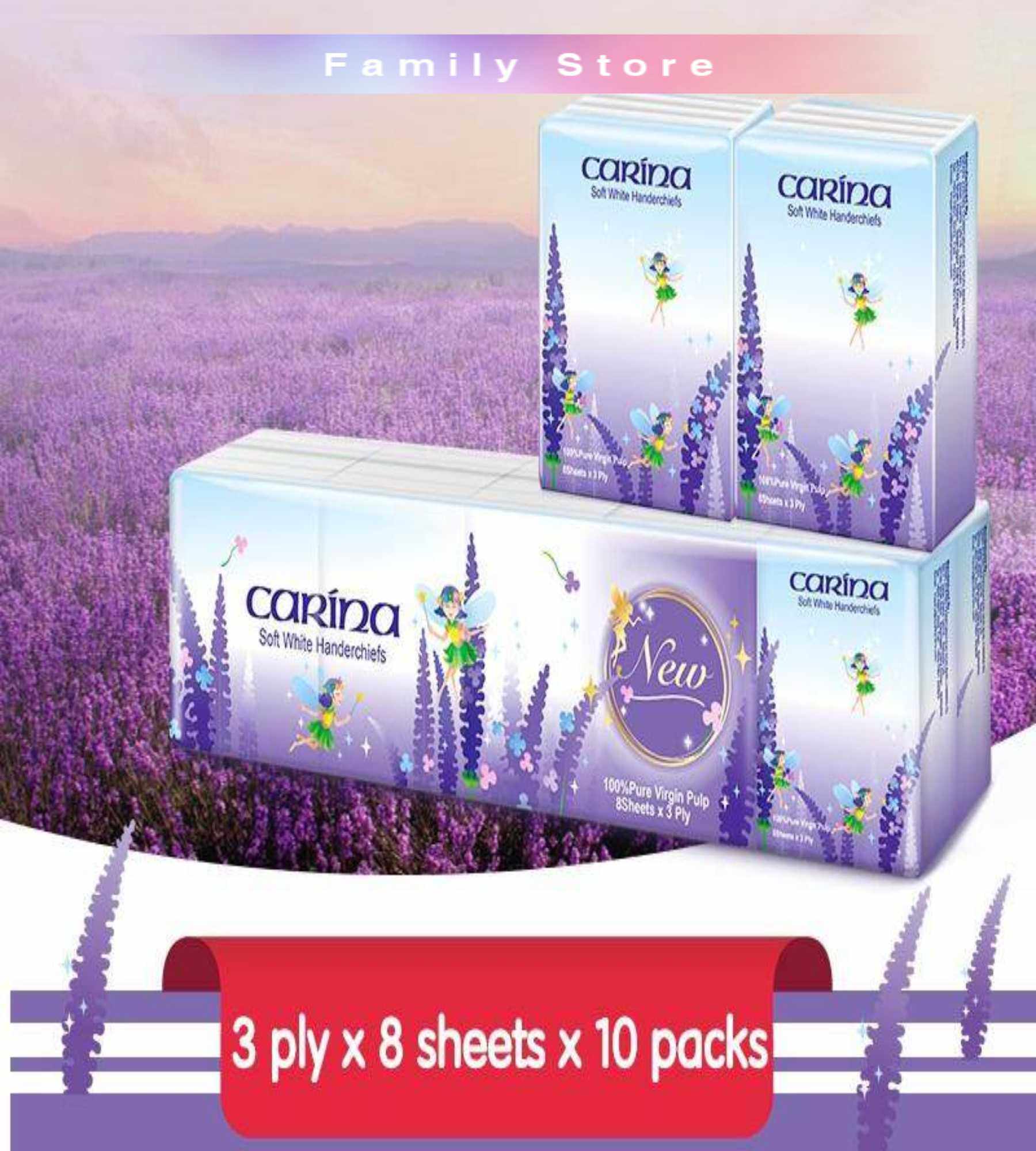 Carina Handkerchief Tissue (10packs X 8's X3ply) | Lazada