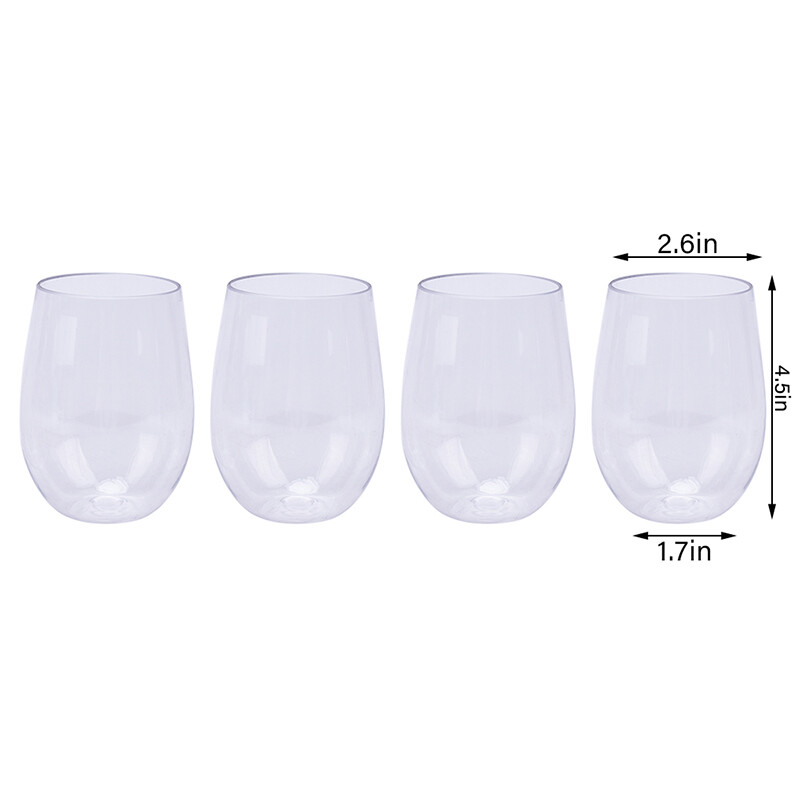 JIANG 4 Pcs Unbreakable Wine Glasses Shatterproof Plastic Glass Safe ...