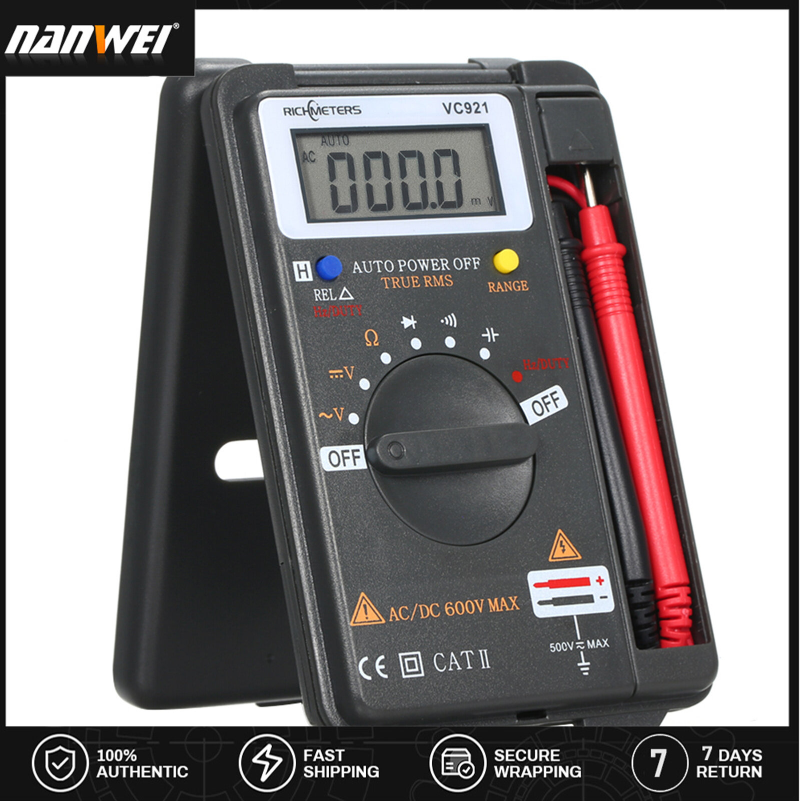 NANWEI RICHMETERS Handheld Mini Digital Multimeter Multifunction 4000 ...