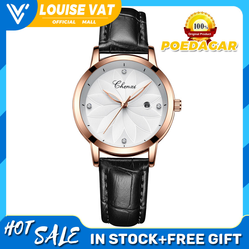 LOUIS VAT นาฬิกาหรูหราของผู้หญิง,นาฬิกาควอตซ์สายหนังแท้กันน้ำประดับเพชร ...