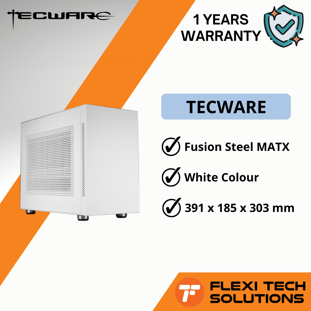 Flexi Tech TECWARE Fusion Steel MATX Casing Black / White / Grey PC ...