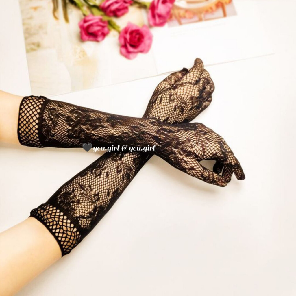 Bright Neon Color Fingerless Fishnet Stocking-Mesh Glove-Elbow Vintage ...