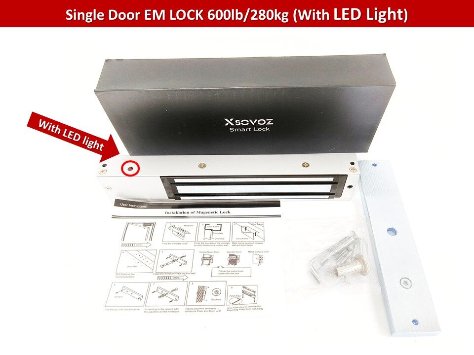 Door Access EM-Lock 600lbs / 280kg - Single Door Access Electromagnetic ...