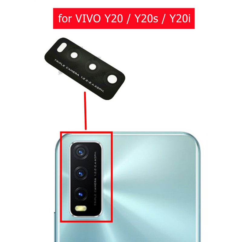 2Pcs สำหรับ VIVO Y20 Y20S Y20i กล้องด้านหลังเลนส์กระจกหลักด้านหลังเลนส์ ...