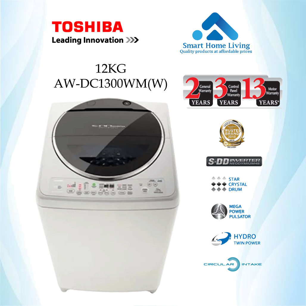 Toshiba 12KG SDD Inverter Washing Machine AW-DC1300WM / AW-DC1300WM(W ...