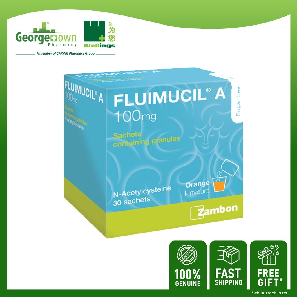 FLUIMUCIL A 100MG X30 SACHETS [Georgetown Wellings Pharmacy] | Lazada
