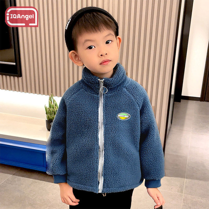 IQANGEL เด็กเสื้อซิปเสื้อและขนแกะเย็บปะติดปะต่อกันเสื้อกันหนาวหมวกที่ ...