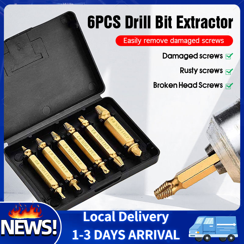 6 PCS Damaged Screw Extractor Duplex Screw Bits Broken Head Screw Bolt ...