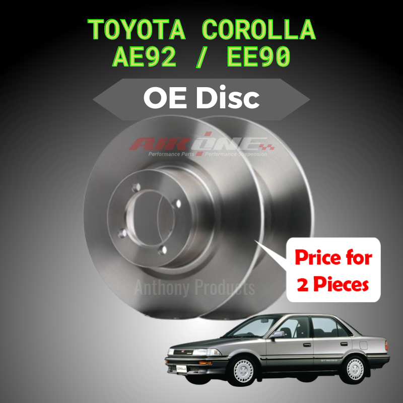 AIRONE Toyota Corolla EE90 AE92 AE101 AE111 Front (Depan) OE Brake Disc ...