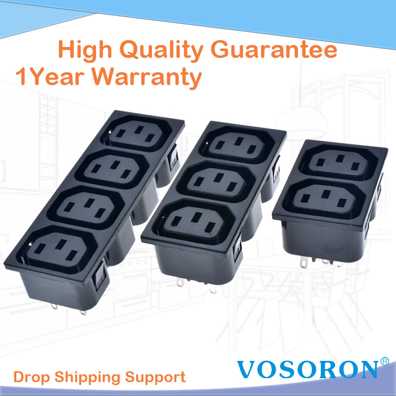 IEC 60320 C13 Ganged socket Snap-in Mounting Solder Tab for UPS &PDU ...