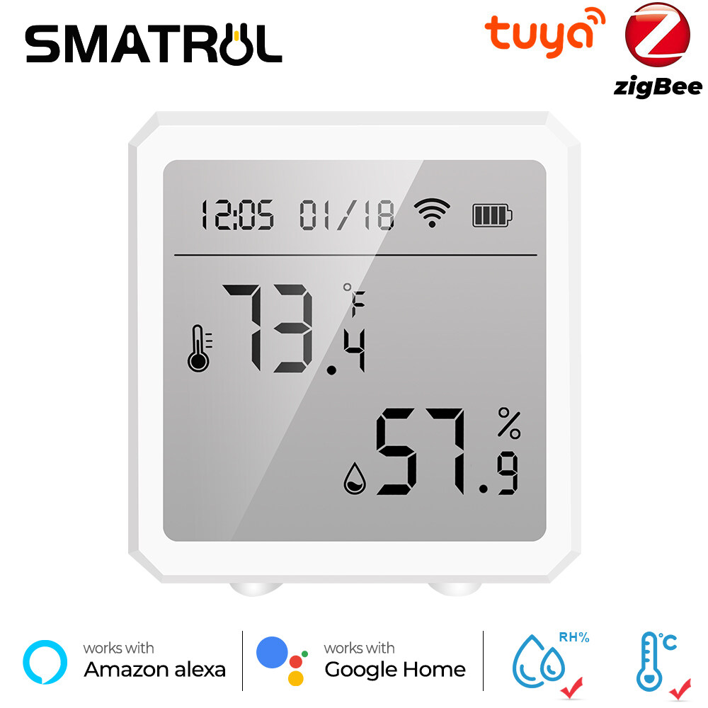 SMATRUL Tuya zigbee Smart Temperature And Humidity Sensor, With LCD Display,, Indoor Smart Home ...