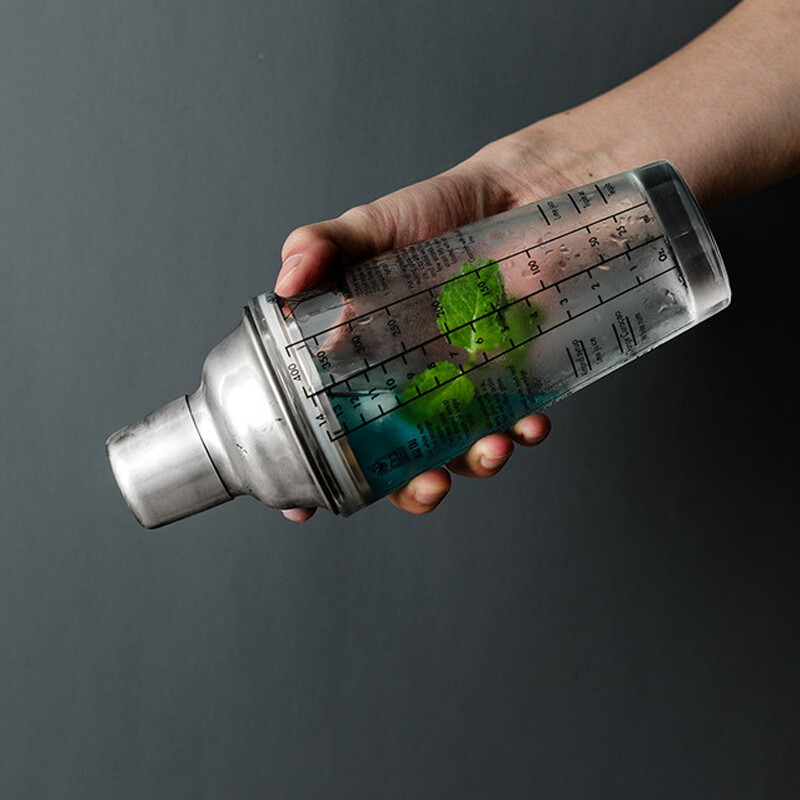 JINZE 400 มิลลิลิตรค๊อกเทลปั่นถ้วยขวดผสมโทแก้วบาร์ไวน์ใสขนาดค๊อกเทลสแตนเลสบาร์ขวดเครื่องมือ ...