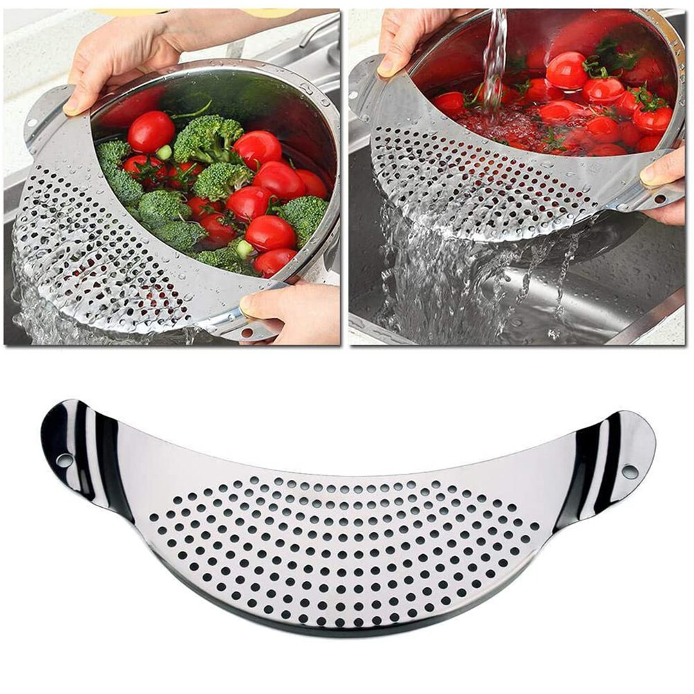 Stainless Steel Pot Strainer Rice Sieve Filter Pasta Spaghetti Draining ...