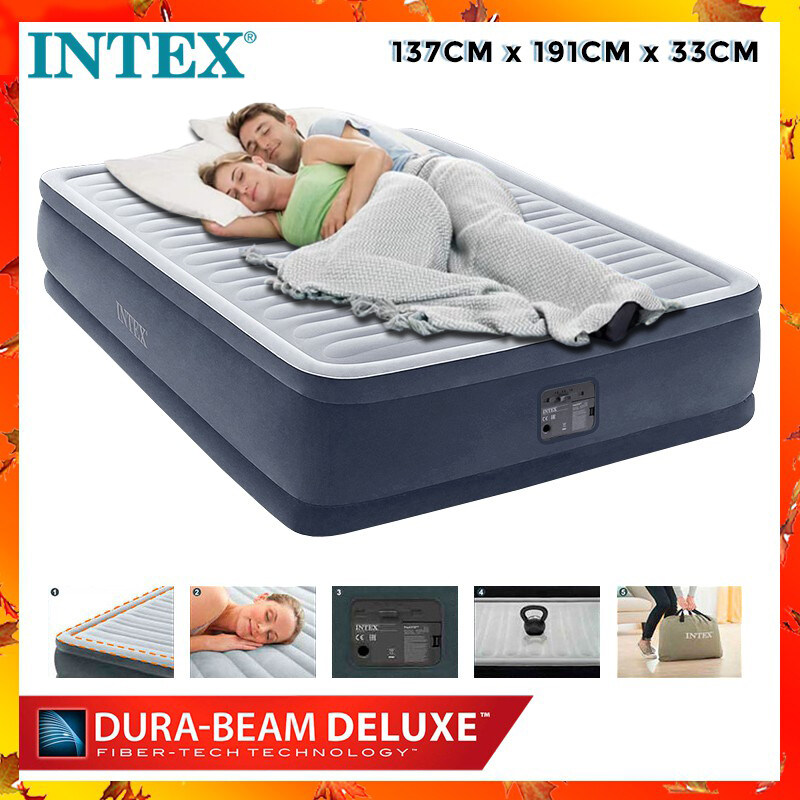 INTEX 9 Sizes Built-In Electric Air Pump Inflatable Air Bed Mattress ...