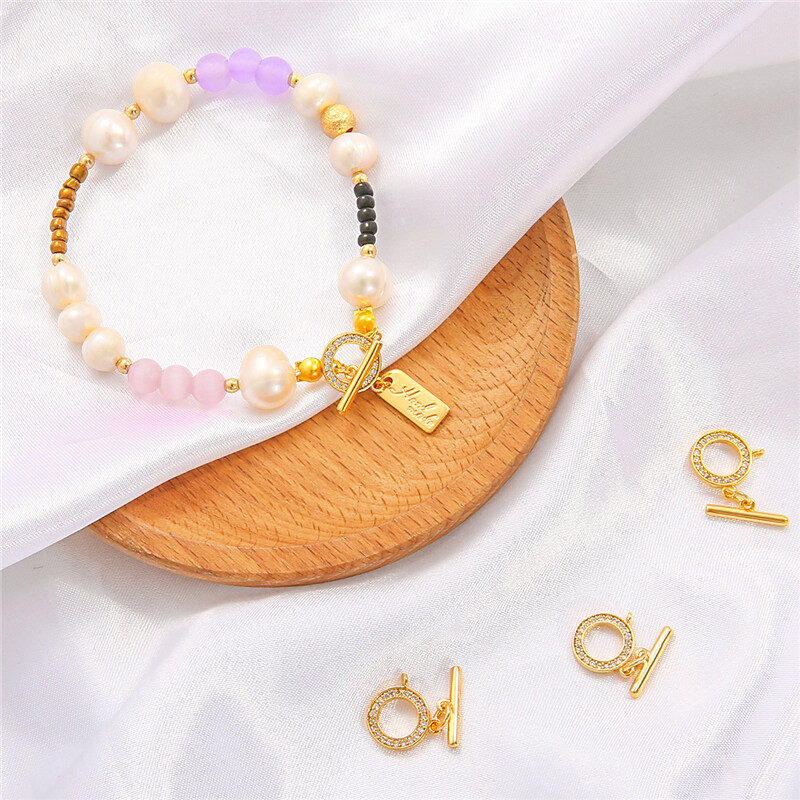 1ชุด18K ชุบทองทองแดง OT Clasps กำไลข้อมือแบบรัดแน่นล็อคสลับ Clasp ขั้วต่อหัวเข็มขัดสำหรับ ...