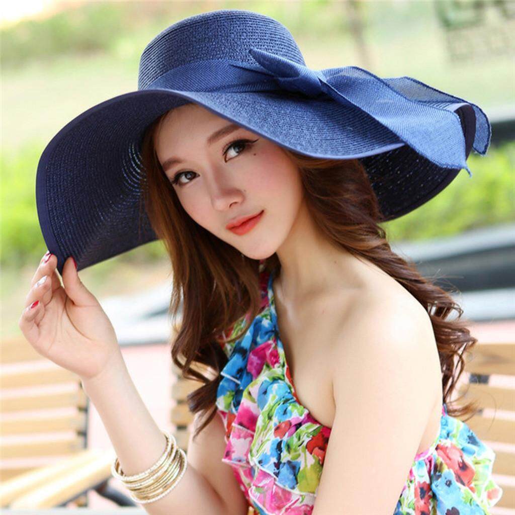Sfsdrt Women Big Brim Straw Hat Sun Floppy Wide Brim Hats New Bowknot