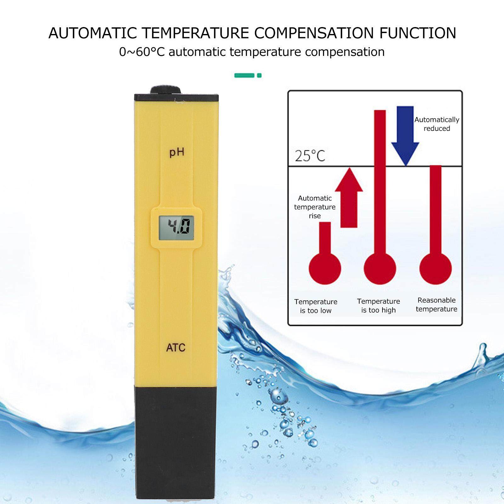 ดิจิทัลเครื่องทดสอบค่าพีเอชชุดเครื่องวัดค่า PH พกพาปากกาทดสอบสำหรับครัวเรือนน้ำดื่ม Aquarium ...