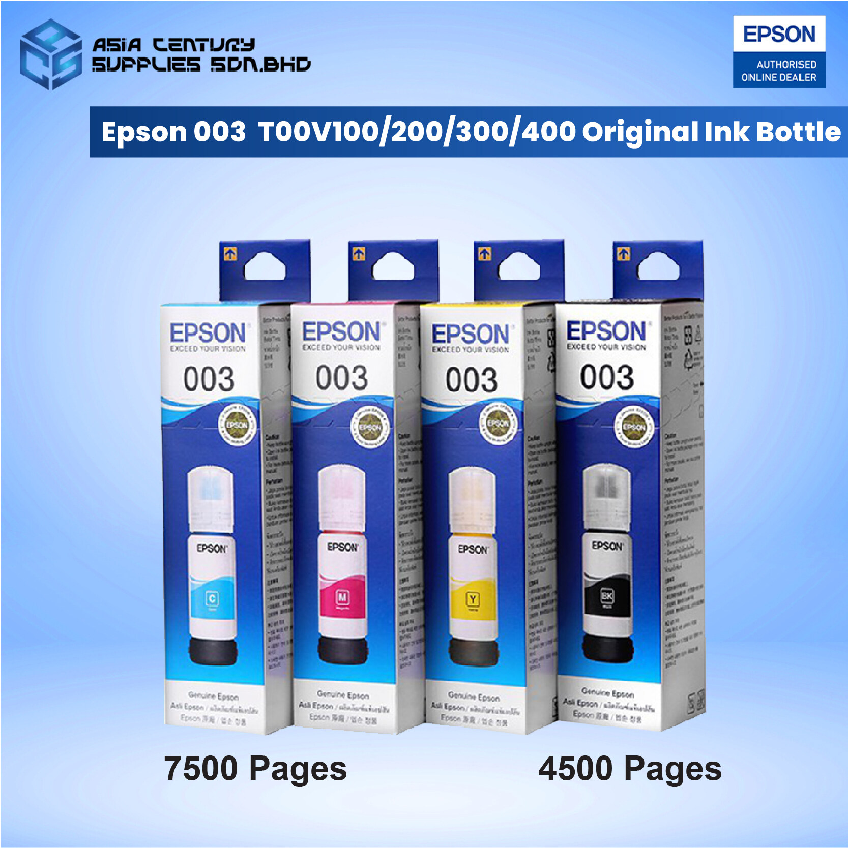 [100% Original] Epson 003 Ink Original Refill Ink Bottle V100 Black ...