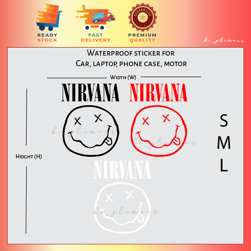 [D2] Nirvana word logo sticker guitar stiker reflective waterproof ...