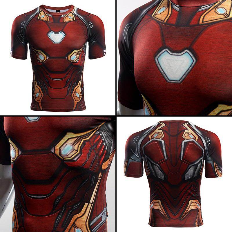 บุรุษบีบอัดเสื้อ I RON Man พิมพ์ด่วนแห้งเสื้อยืดออกกำลังกายการฝึกอบรม ...