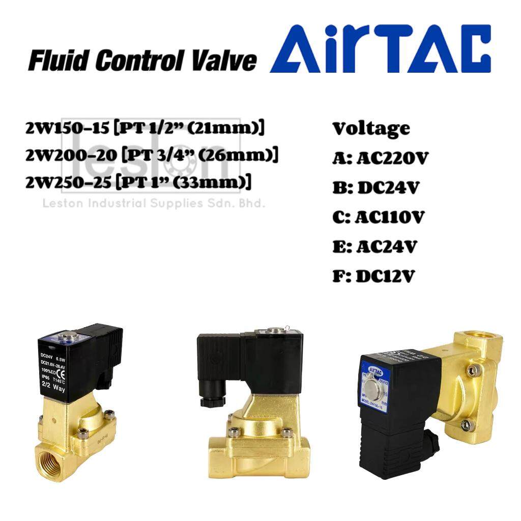 AIRTAC 2W SERIES PNEUMATIC 2/2 WAY FLUID CONTROL VALVE SOLENOID VALVE AIR VALVE 2W150 , 2W200 ...