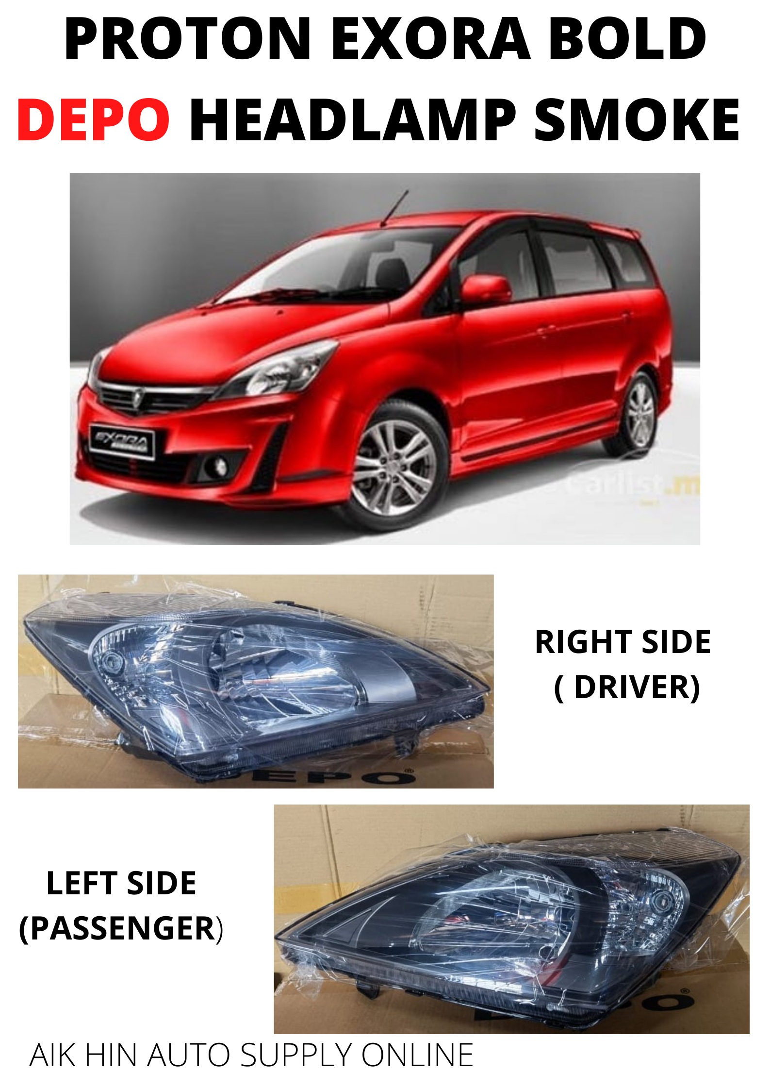 PROTON EXORA BOLD DEPO HEADLAMP SMOKE | Lazada
