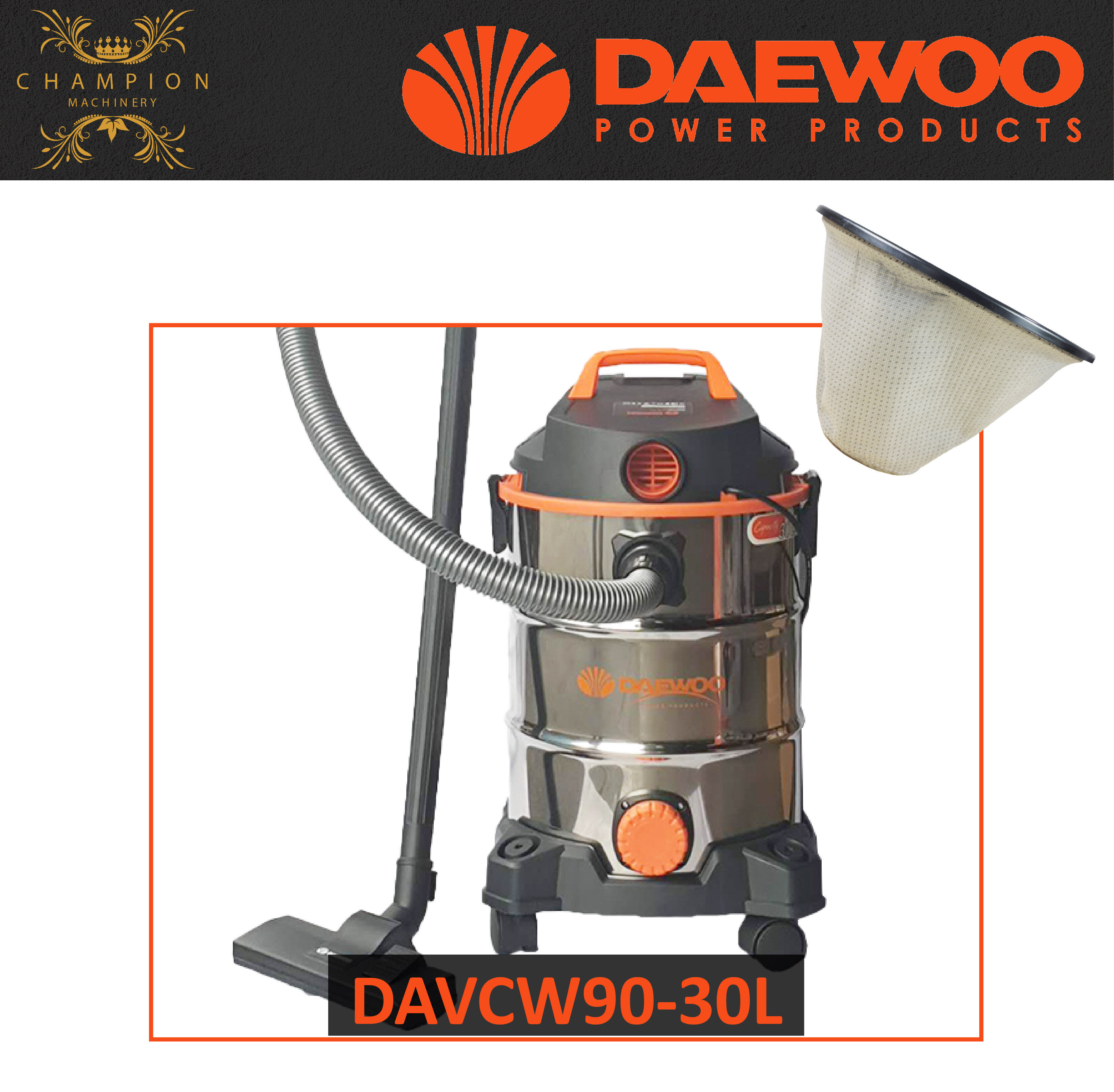 DAEWOO DAVCW90-15L/DAVCW90-20L/DAVCW90-30L/DAVCW90-40L Electric Vacuum Cleaner - 3 in 1 Spare ...