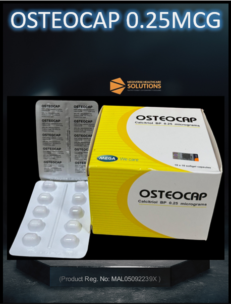 (1 Strip) Osteocap 0.25mcg 10’s Osteo-cap Mega We Care 骨化三醇 Calcitriol ...